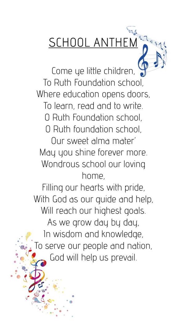 School Anthem | Ruth Foundation School